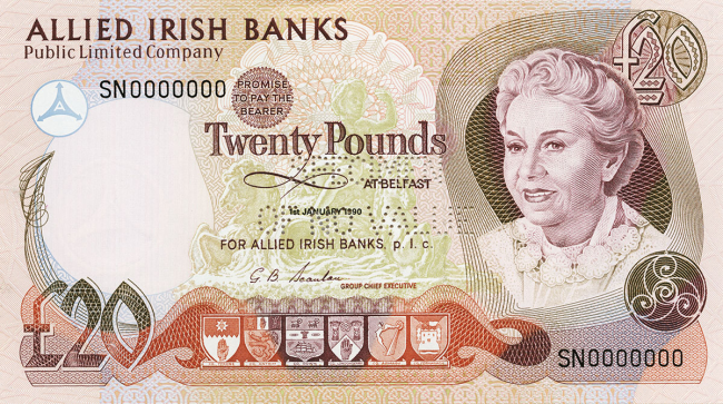Allied Irish banks p.l.c £20 Note - AIB (NI) Personal Banking