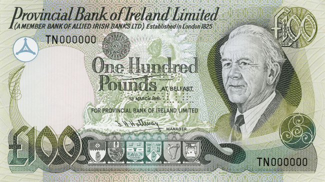 Provincial Bank of Ireland £100 Notes - AIB (NI) Personal Banking